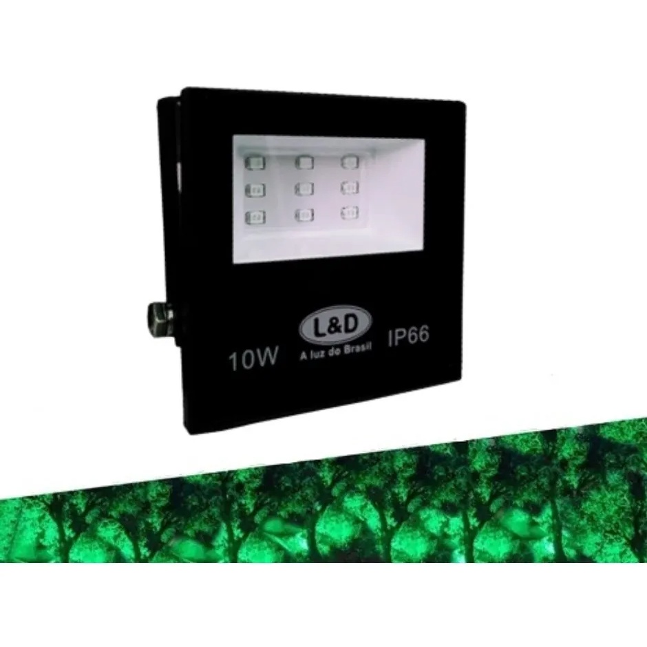 Refletor Led Slim 10w Holofote Bivolt Verde Ip66 Casa Ou Comercio 122 | Shopee Brasil