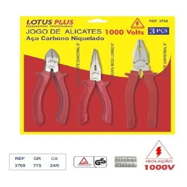 Jogo Alicate Universal 1000 V Corte Bico Longo - Lotus 3768 | Shopee Brasil