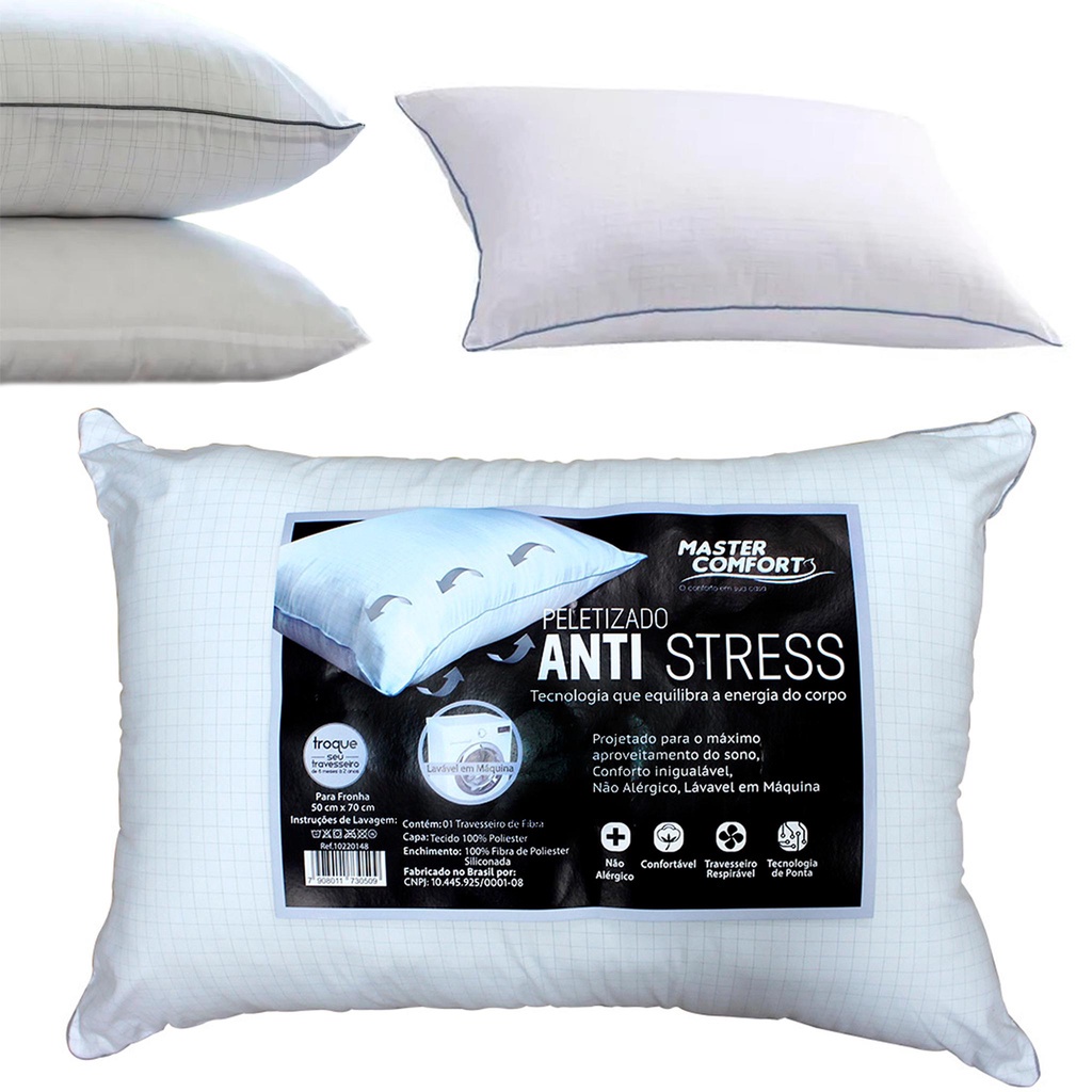 Travesseiro Anti Stress Antialérgico Capa Peletizada Enchimento De ...