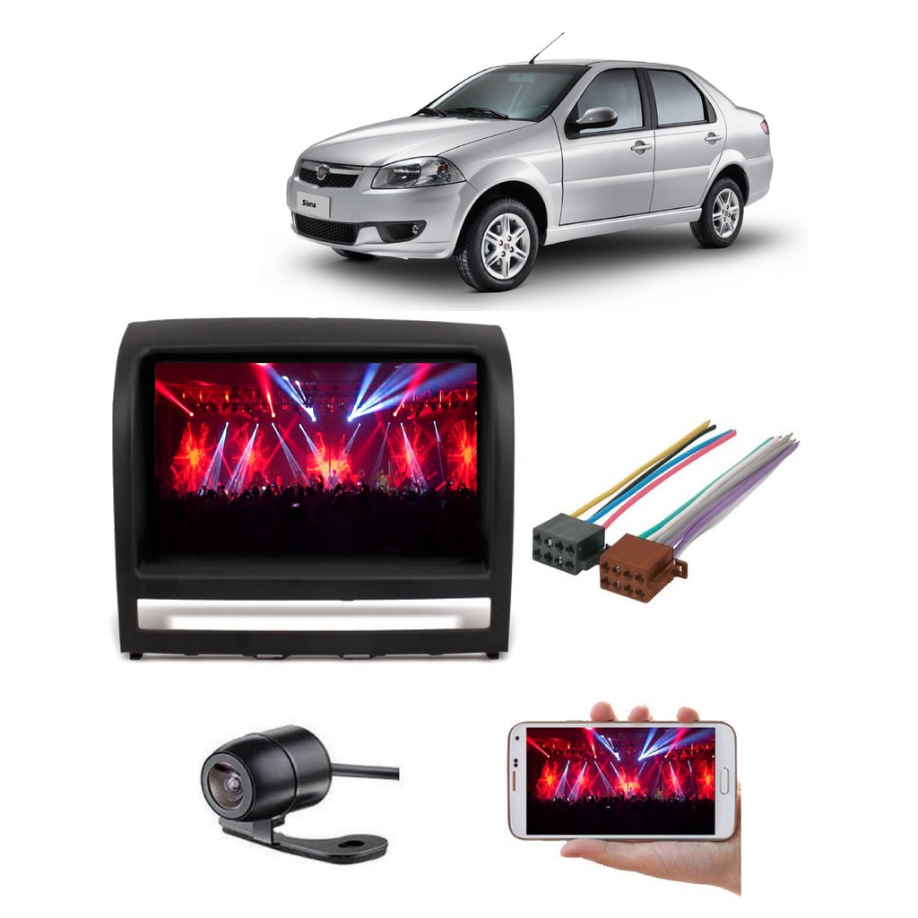 Mp5 Central Multimidia Moldura 2 Din Fiat Siena Celebration + Camera | Shopee Brasil