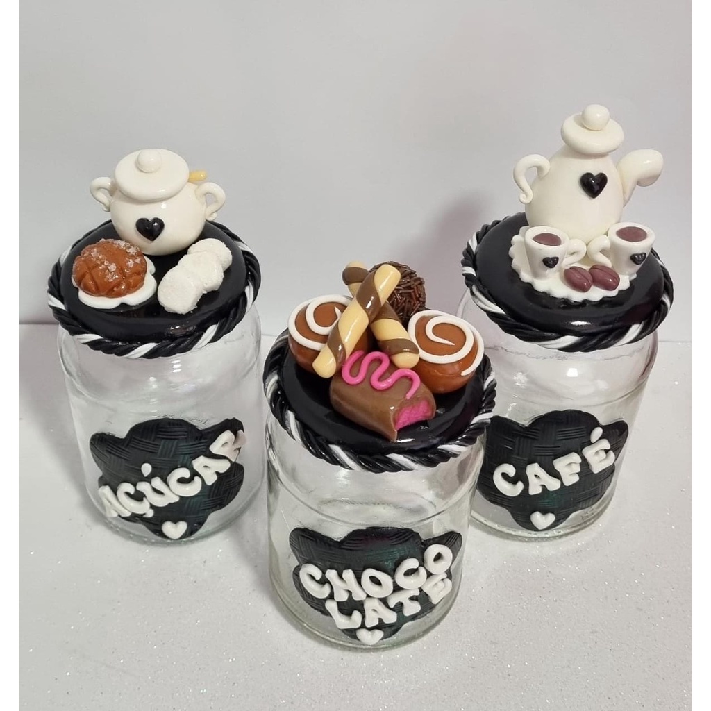 kit pote Cantinho do café - Pote para cha - pote para chocolate pote ...