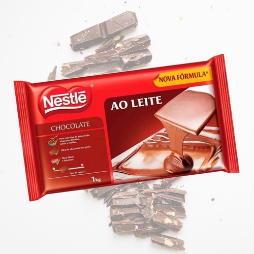 Kit Com 3 Barras De Chocolate Nestle Ao Leite 1kg Cada | Shopee Brasil