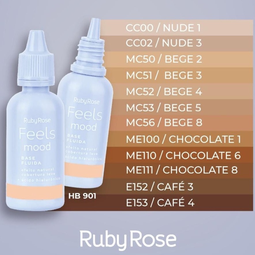 Base Ruby Rose Fluída Feels Mood Cobertura Média | Shopee Brasil