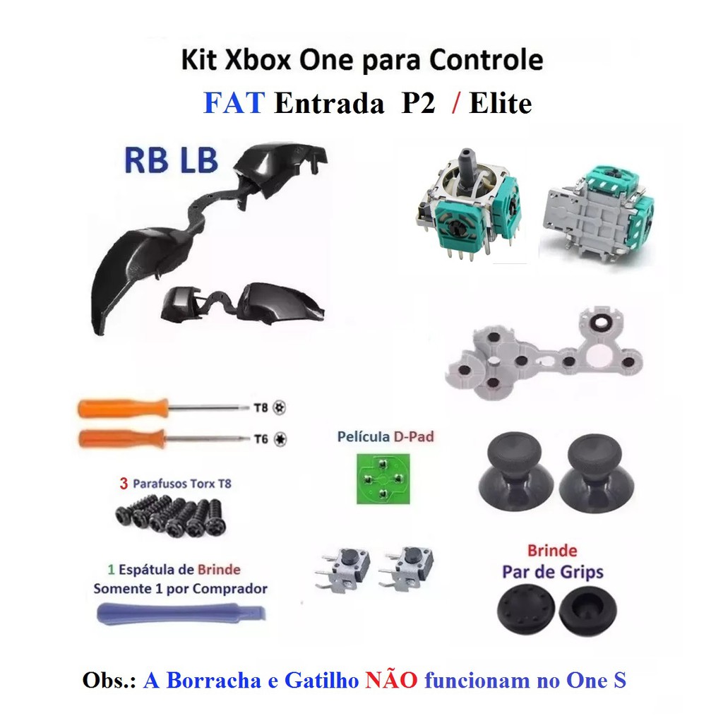 Kit Peças Controle Xbox One Fat com entrada P2 / Elite | Shopee Brasil