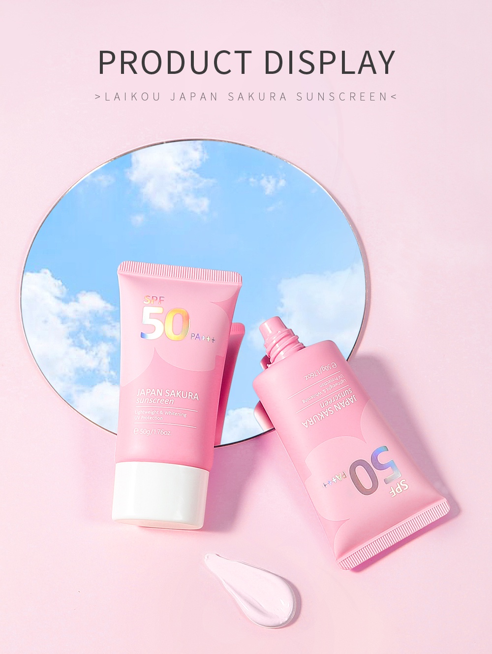 Protetor Solar Com Raios UV Sakura LAIKOU Japão SPF50 PA + + Creme Sunblock 50g | Shopee Brasil