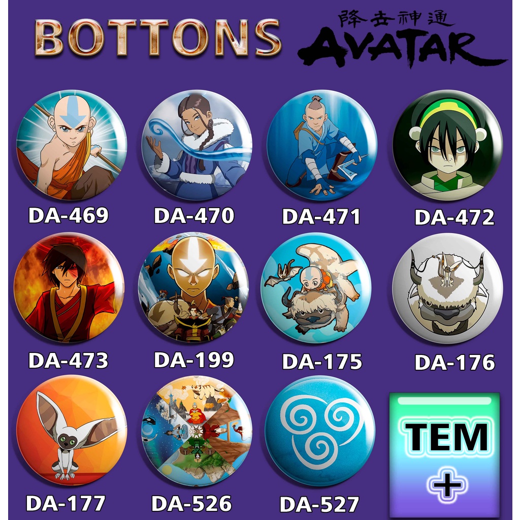 Bottons Kit AVATAR A LENDA DE AANG Buton 3,5cm Bottom dobrador de ar ...