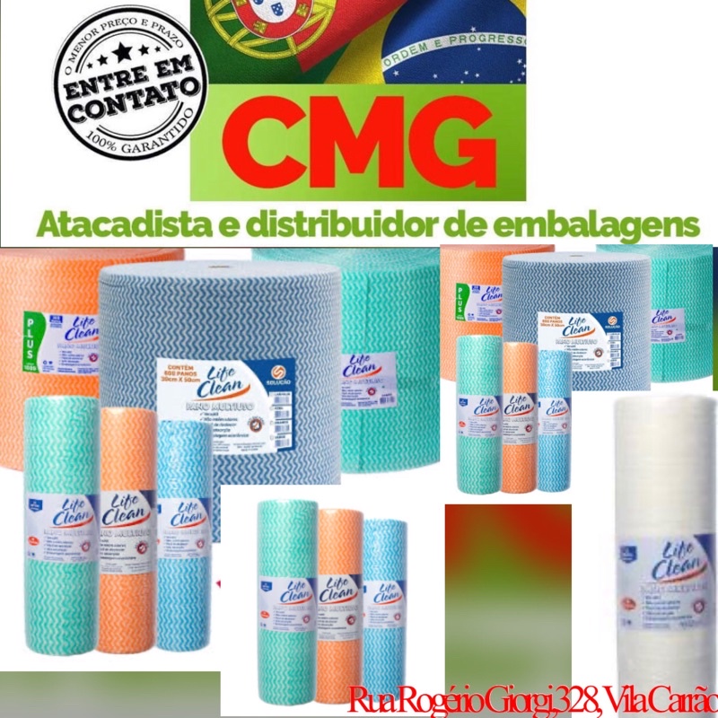 Pano Multiuso Rolo c/600 panos - Life Clean - Azul, Branco, Laranja e ...