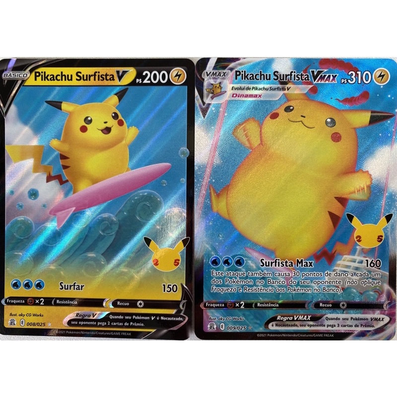 Pikachu Surfista V e VMAX - Cartas Pokemon | Shopee Brasil