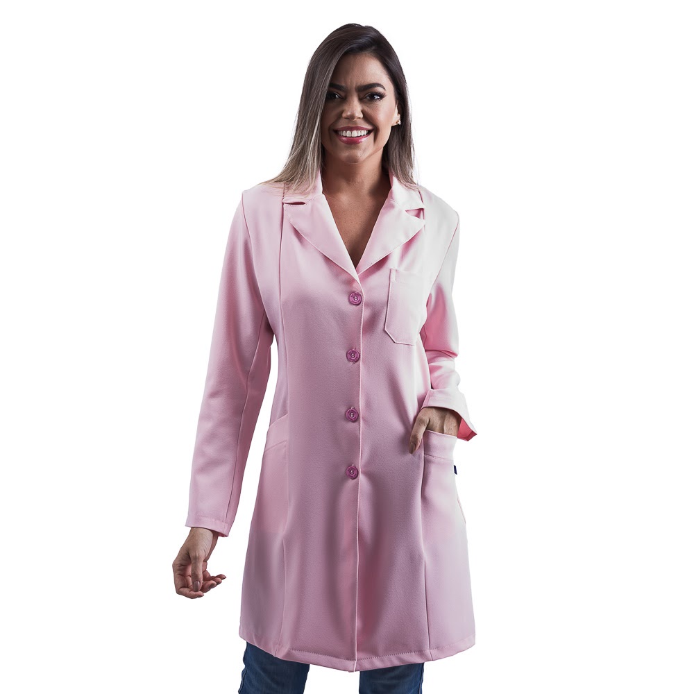 Jaleco Paris Gabardine com Elastano Acinturado Feminino | Shopee Brasil