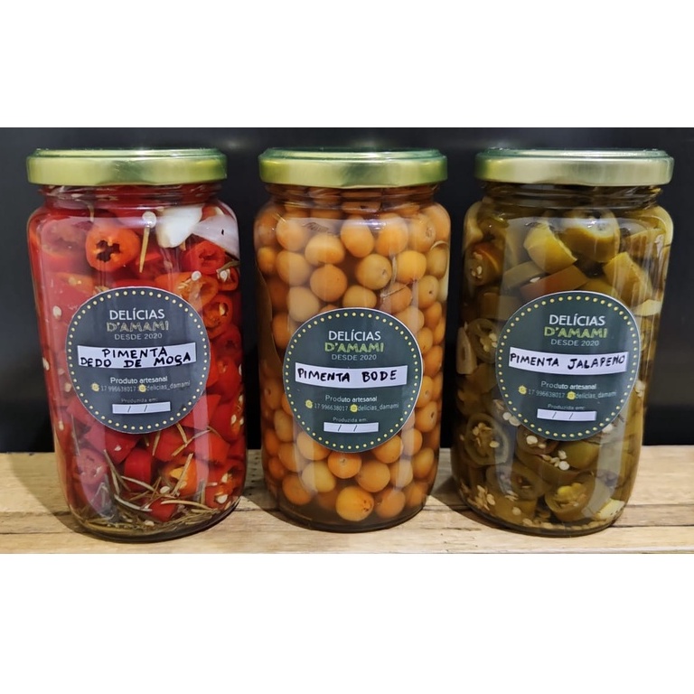Kit Conserva de Pimenta Dedo de Moça + Jalapeno + Bode Laranja | Shopee ...
