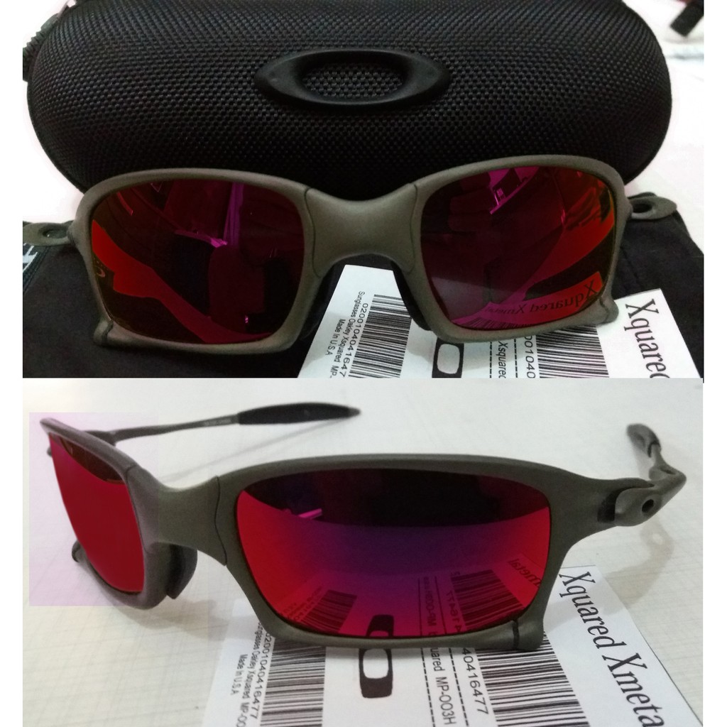 Oculos Xsquared Xmetal Cinza Fosca Lente Dark Ruby Polarizada + Case ...