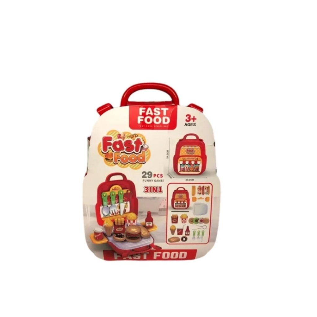 Maleta Fast Food De Brinquedo 3 Em 1 / Mochila Infantil | Shopee Brasil