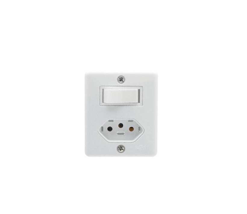 Tomada Elétrica Quadrada de Sobrepor 10a 3 Pinos C/ Interruptor Apagador | Shopee Brasil