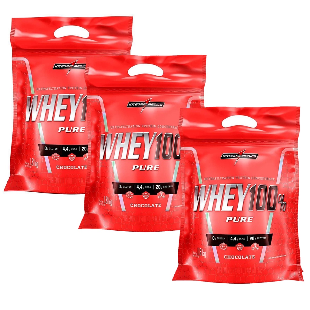 Kit/Combo 3x Refil Whey 100% Pure 907g - Whey protein concentrado - Integralmedica Original ...