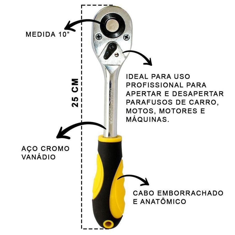kit Chave Catraca Reversível 1/2 Pol Aço Profissional | Shopee Brasil