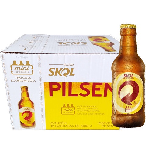 Cerveja Skol 300ml Caixa C/ 12 Un (líquido + Garrafa) | Shopee Brasil