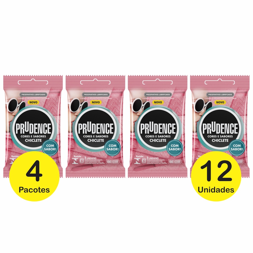 Kit 4 Pcts Preservativo Prudence Sabor Chiclete | Shopee Brasil