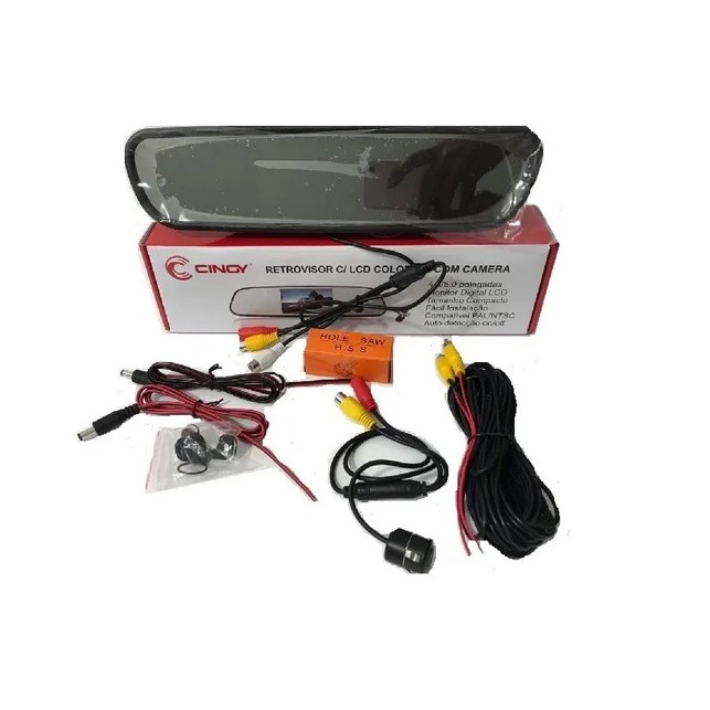 Retrovisor Com Lcd Colorido Com Camera Cinoy - Escorrega o Preço