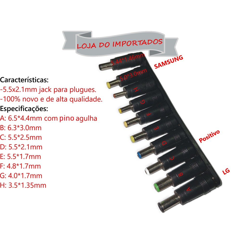 Plugs individual Conectores Reposição Fonte Universal ( Novo ...