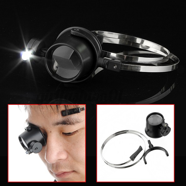 Led 15x Lupa Eye Loupe C / Banda Cabeça Joalheiros Lupa Relojoeiro ...