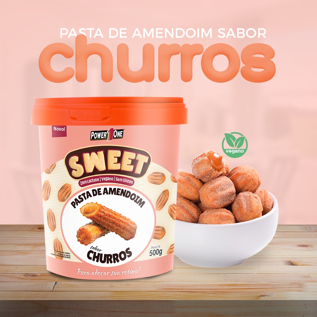 Pasta De Amendoim Sabor Churros Power One (SWEET) 500Gr VALIDADE 06/02 ...