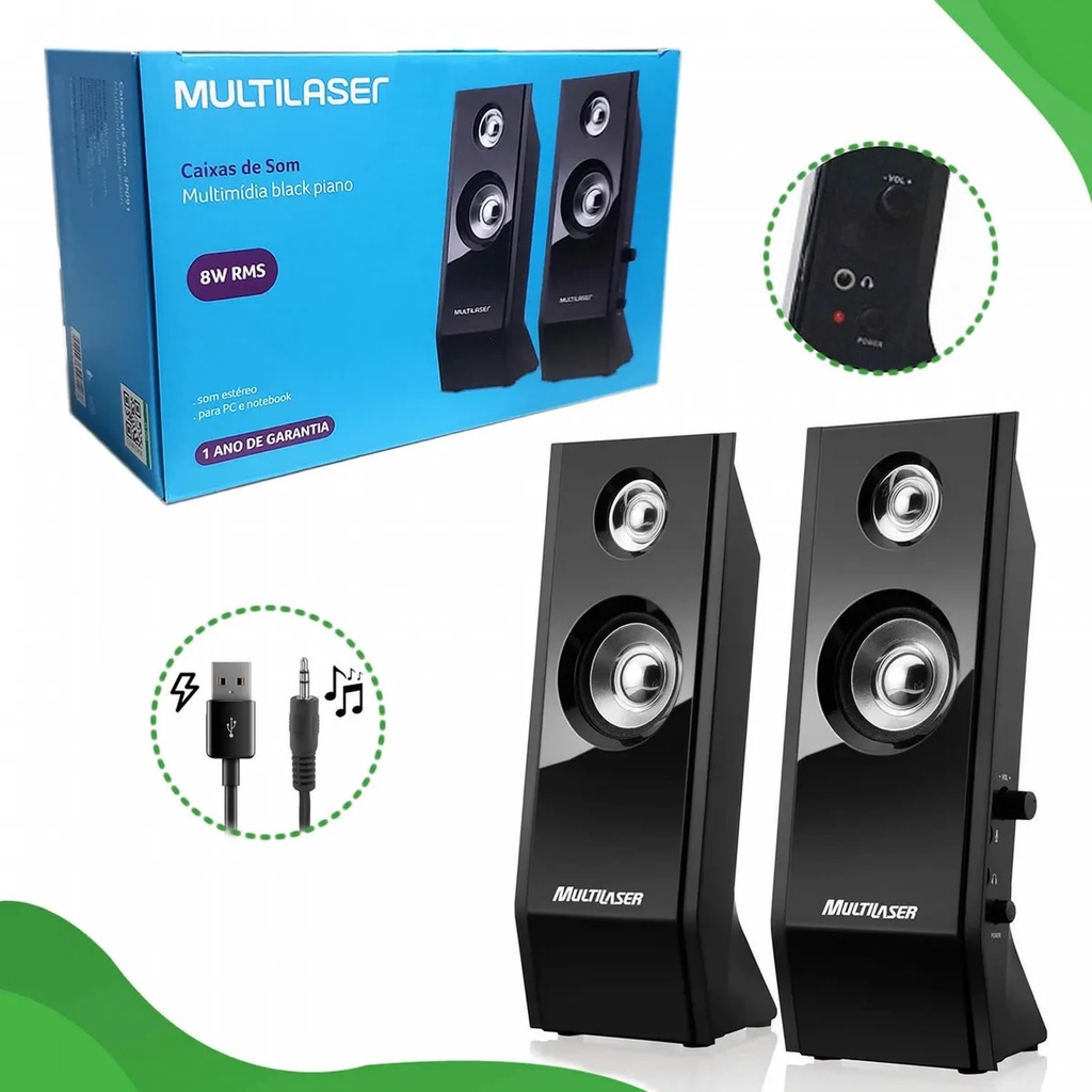 Caixa De Som Multilaser Shadow 20 Usb 8W Rms Preto - SP091 A melhor ...