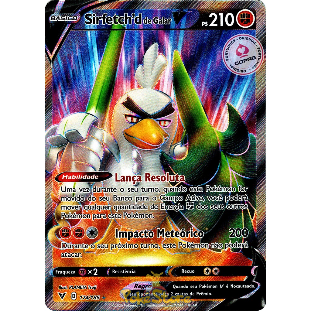 Carta Pokemon Sirfetch'd de Galar V Full Art Português 174/185 Card ...