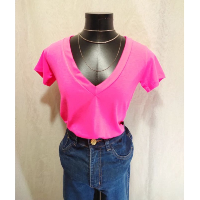 Camiseta rosa neon | Shopee Brasil