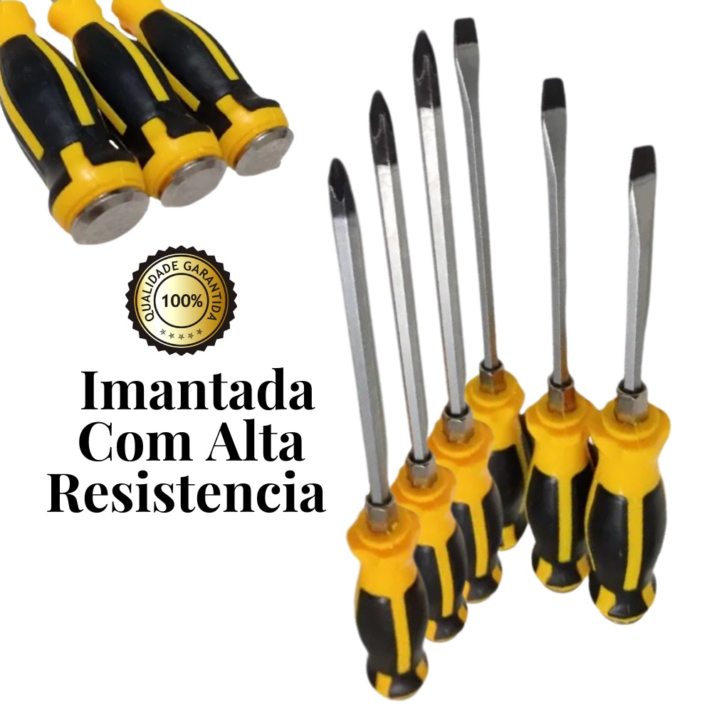 Kit Jogo De Chave Fenda Philips 6 Peças (MODELO - PREMIUM) IMANTADA E ...