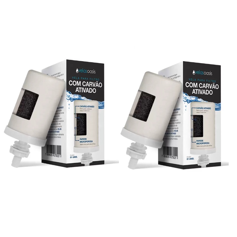 2 Velas De Cerâmica Com Carvao Ativado Para Filtro De Barro - Oasis ...