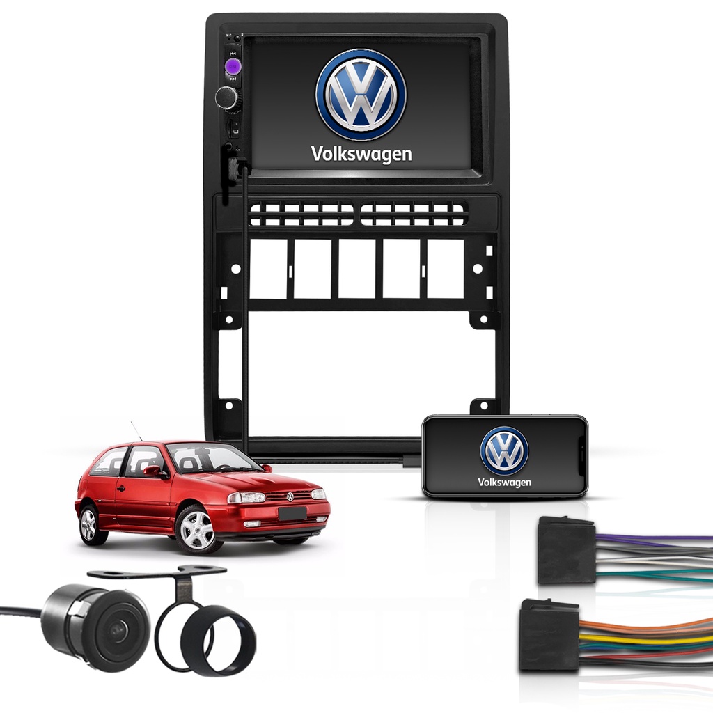 Kit Central Multimidia 2Din Mp5 Bluetooth Espelha Volkswagen Gol G2 - Preto | Shopee Brasil