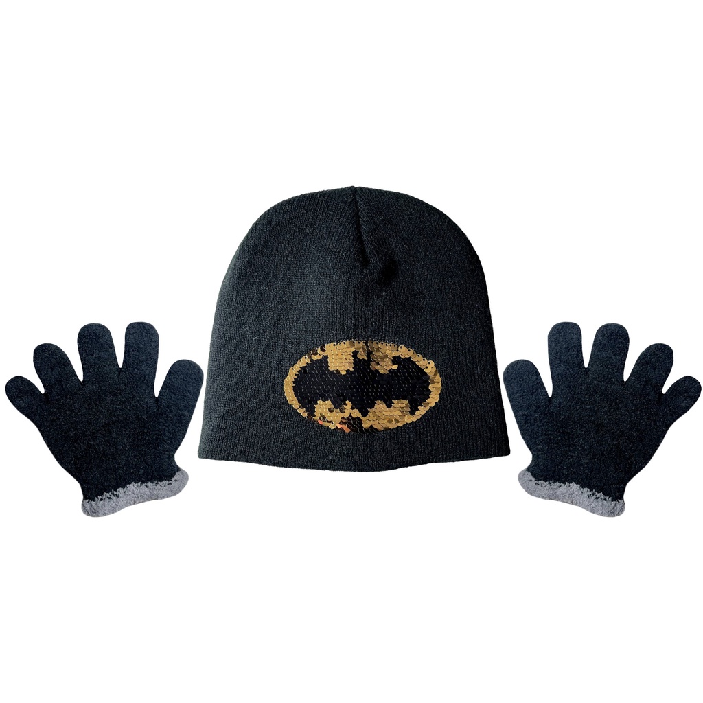 Kit Acessórios Inverno Infantil Menino Personagem Herói Batman - Símbolo Em Paetê Vai E Vem - Dc ...