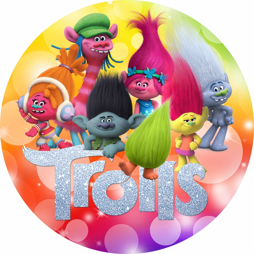 Painel Redondo Tema Trolls Para Decoração de Festa Em Tecido Sublimado ...