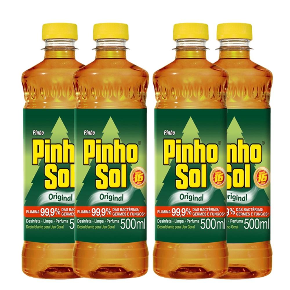 Kit com 4 Desinfetante Pinho Sol Original 500ml Cada | Shopee Brasil