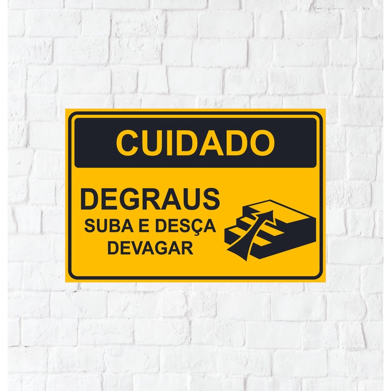Placa Sinalização Pvc Degraus Suba E Desça Devagar | Shopee Brasil