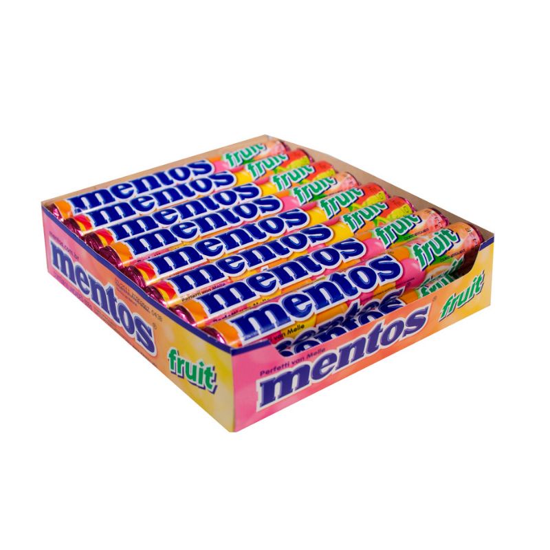Bala Mentos Stick Mentos Fruit Bala Mastigáveis Display 16x37,5g. Sabor ...