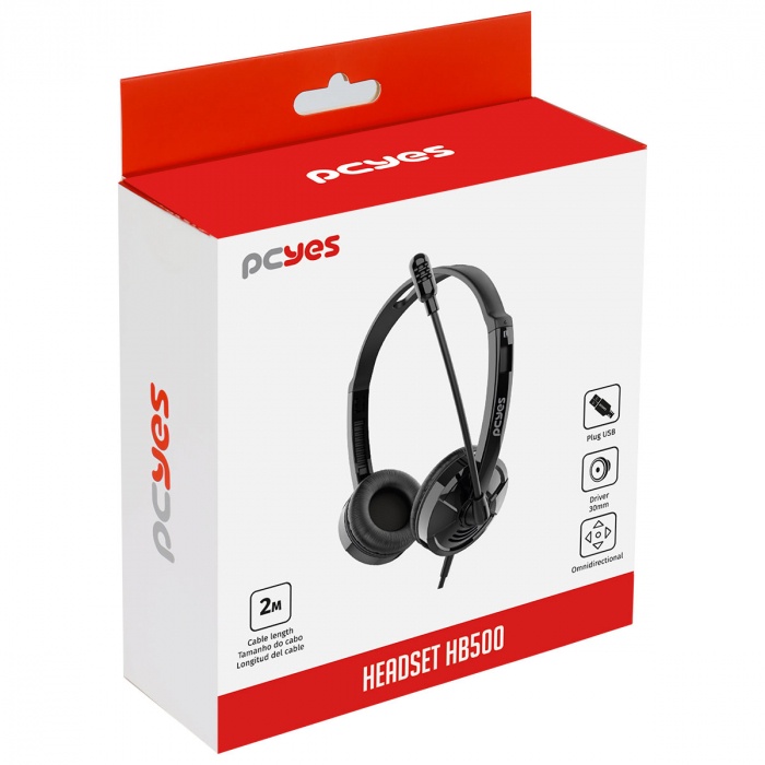 Headset Office Pcyes HB500 Driver 30MM Com Cabo Usb - PHB500 | Shopee ...