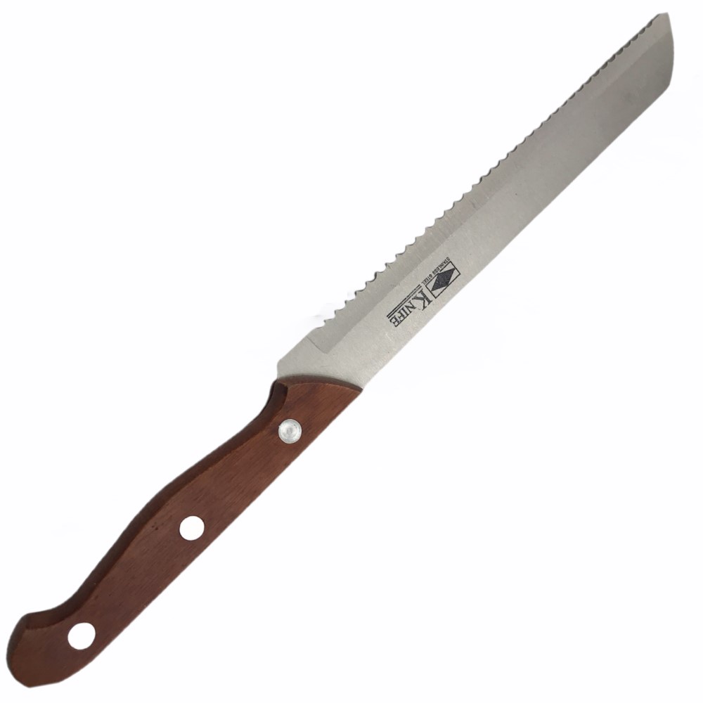 Faca de Serra Afiada De Cozinha Cabo De Madeira Aco Inox | Shopee Brasil