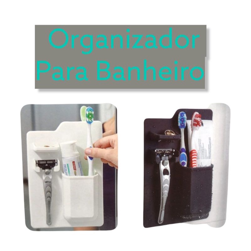 Porta Escova de Dente e Barbeador Silicone Adesivo Banheiro | Shopee Brasil