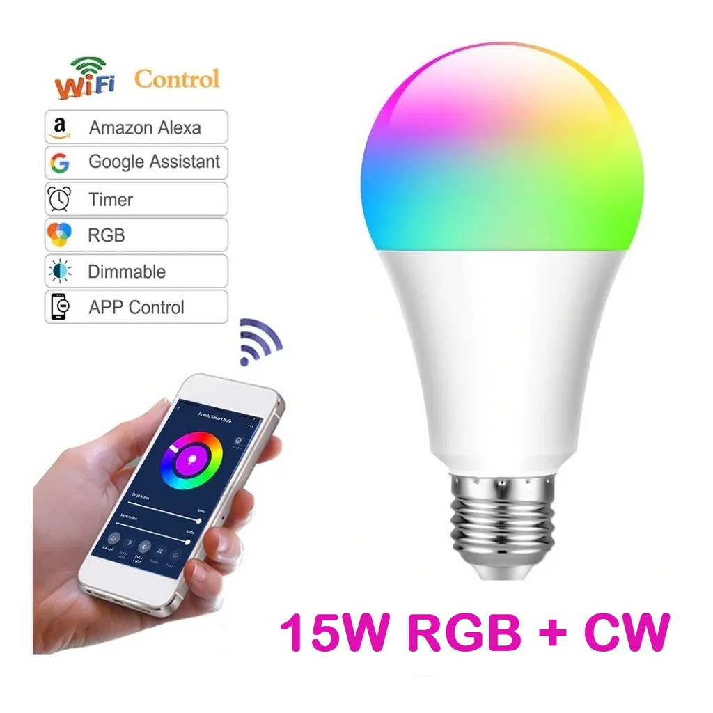 Lampada Led Inteligente Rgb 15w Android Smart Wifi Bivolt | Shopee Brasil
