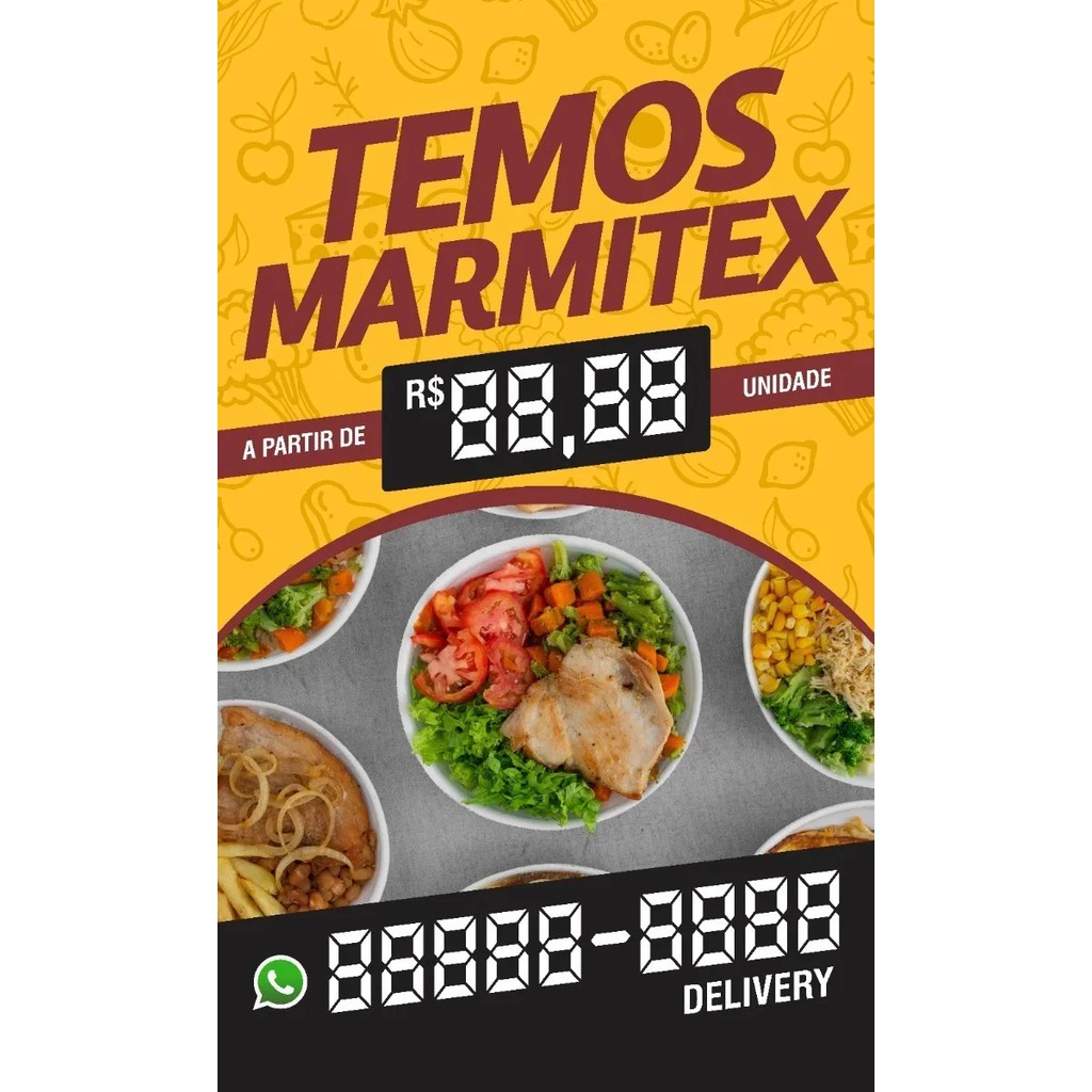 Banner Marmitex, Marmita - ESCOLHA UM TAMANHO - Lona | Shopee Brasil