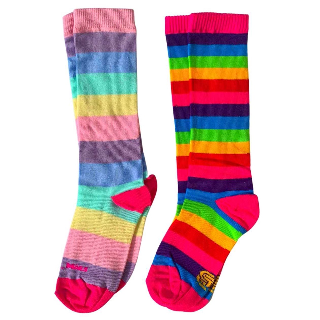 Meia Infantil 3/4 Cano Alto Colorida Kit Menina | Shopee Brasil