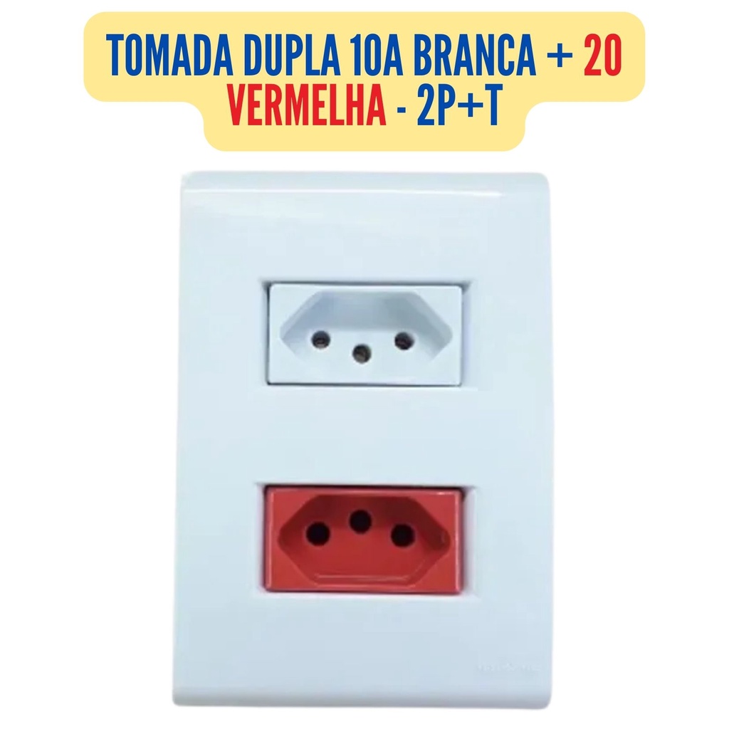 Conjunto Tramontina Liz 4X2 - Tomada 10A ou 20A e Interruptor Simples ...
