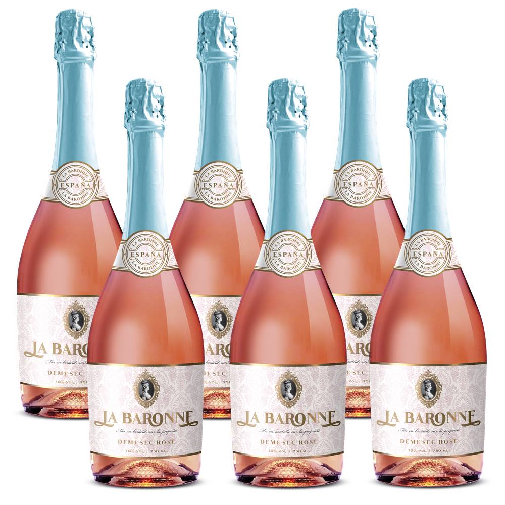 Kit 06 Unidades Espumante La Baronne Demi-sec Rosé 750ml | Shopee Brasil