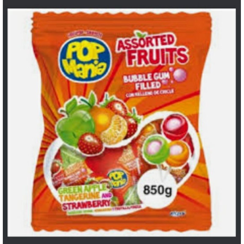 Pirulito com chiclete - Maçã Verde Morango Tangerina - Pacote 850g ...