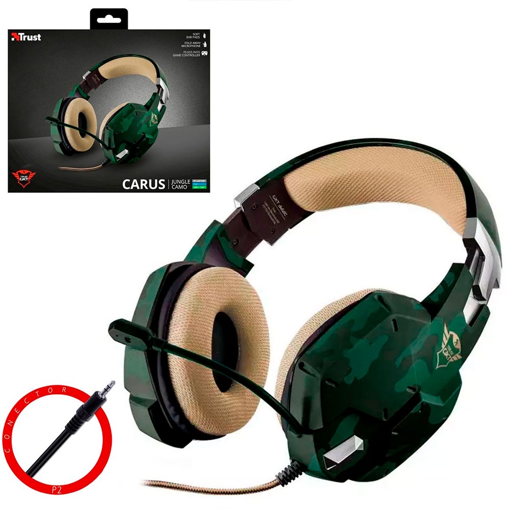 Headset Gamer Gxt 322C Carus Jungle Trust Plug P2 3.5mm Drivers 50mm ...