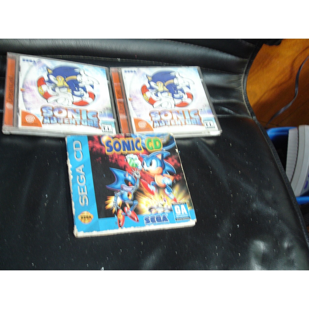 KIT COM 3 JOGOS SONIC NO ESTADO. SONIC CD SEGA CD E 2 SONIC ADVENTURE ...