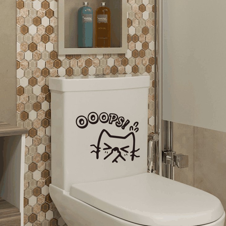 Adesivo De Banheiro Para Vaso Acoplado Oooops | Shopee Brasil