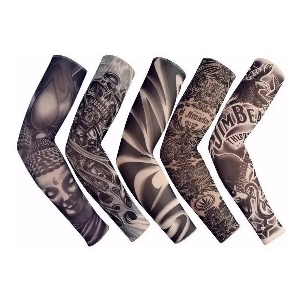 03 Pares De Manguito Manga Tattoo Tatuagem Falsa Só Escuras Moto Motociclismo Bike Ciclismo ...