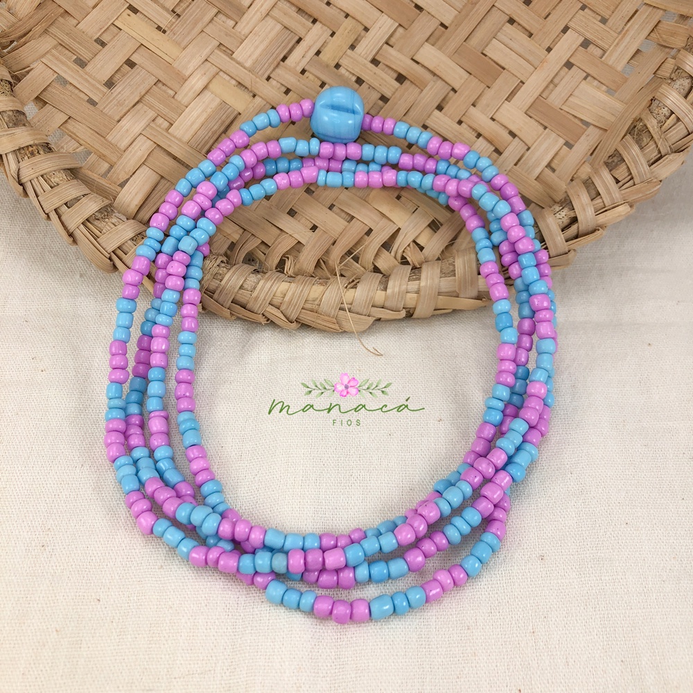 Guia Colar Fio de Contas de Erê Ibeji Erês Azul e Rosa Proteção Umbanda ...